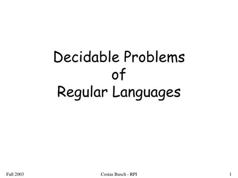 Ppt Decidable Problems Of Regular Languages Powerpoint Presentation