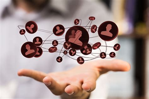 팀 연결 및 네트워크 기호와 흐릿한 배경에 남성 손의 3d 렌더링 3차원 형태에 대한 스톡 사진 및 기타 이미지 3차원 형태 개념 개념과 주제 Istock