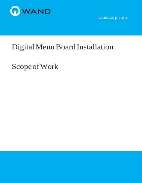 Pdf Digital Menu Board Installation Scope Of Work Menu Board