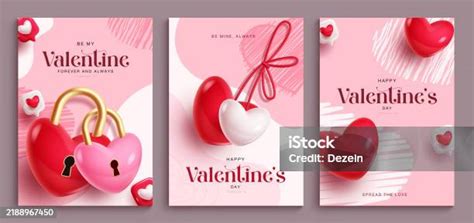 해피 발렌타인 데이 인사말 클립 아트 포스터 세트 발렌타인 데이 초대장 카드 커플 풍선 자물쇠 및 열쇠 장식 요소 추상적 인