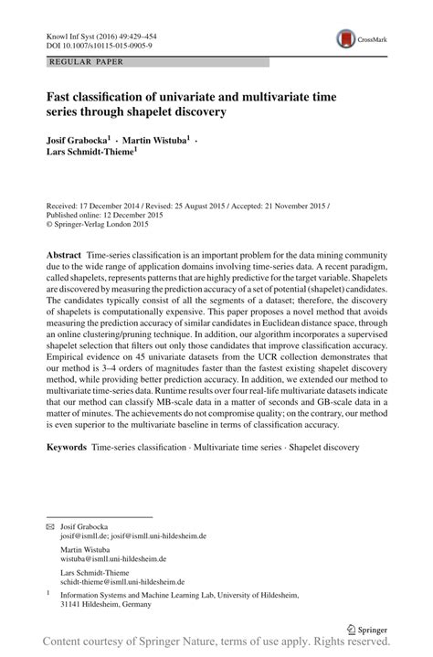 fast classification of univariate and multivariate time series through shapelet discovery