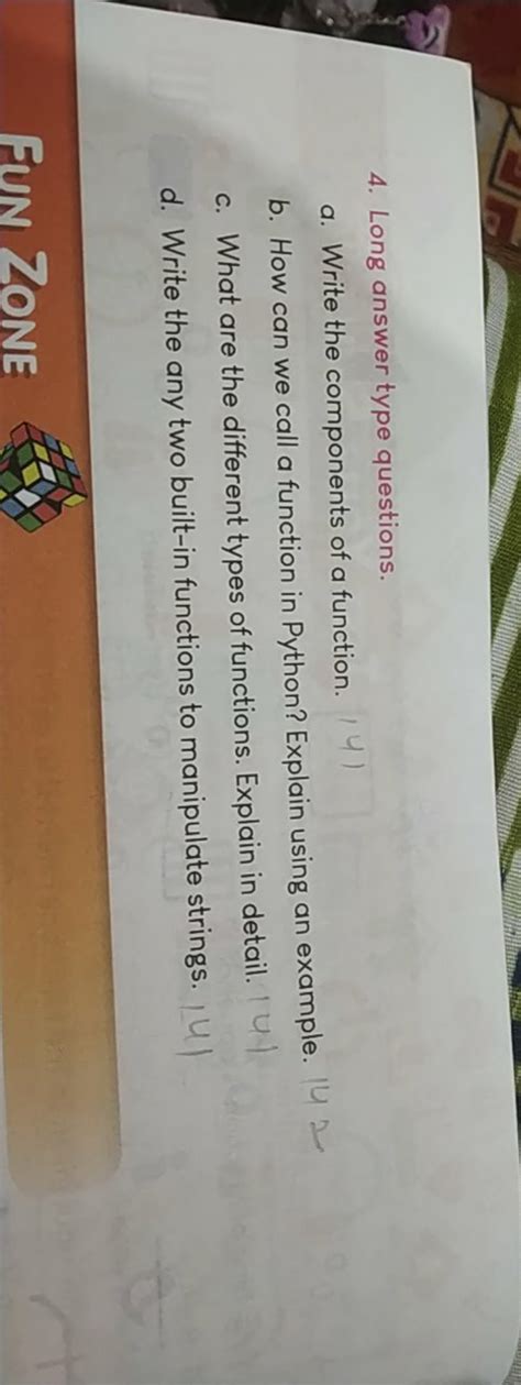 Long Answer Type Questions A Write The Components Of A Function B How
