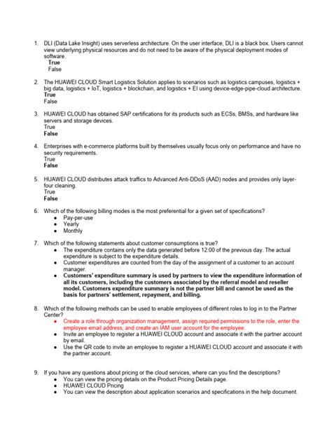 Huawei Cloud Exam Questions 2023 Pdf Cloud Computing Logistics