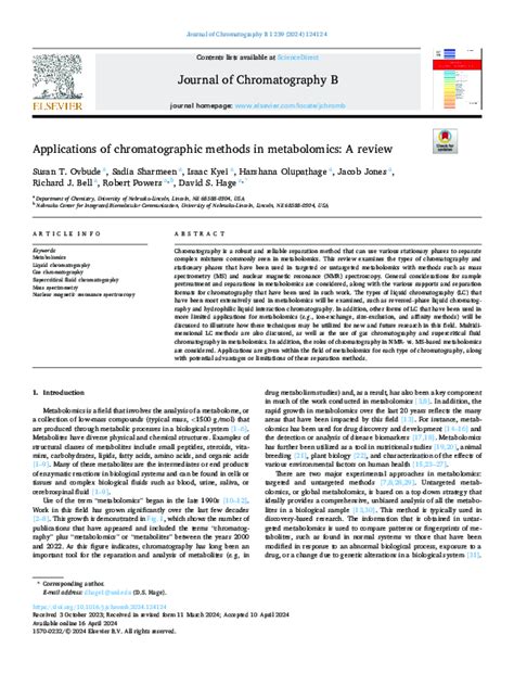 Pdf Applications Of Chromatographic Methods In Metabolomics A Review