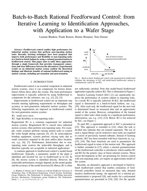 Pdf Batch To Batch Rational Feedforward Control From Iterative Learning To Identification