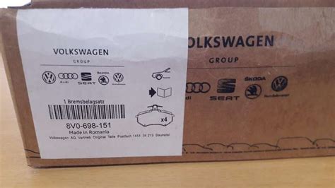 Orig. VW AUDI Bremsbeläge Bremsklötze, OE 8V0698151 für A3, Golf 7, etc ...