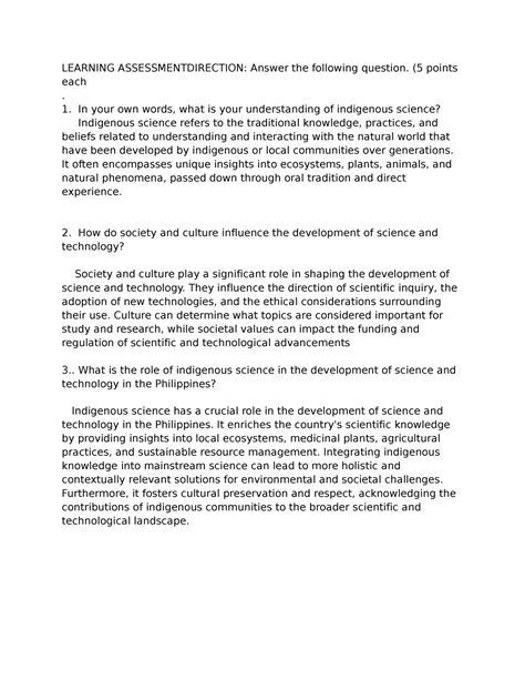 Midterm Week 1 STS STS LEARNING ASSESSMENTDIRECTION Answer The Following Question 5