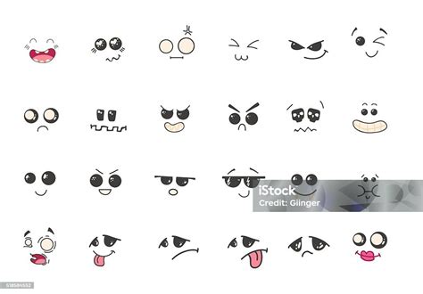 귀여운 통째로 가져가기 부담스럽다면 가와이 Smiles 벡터 삽화 낙서 유치하다 사람 얼굴에 대한 스톡 벡터 아트 및 기타 이미지 사람 얼굴 선글라스 외형선 Istock