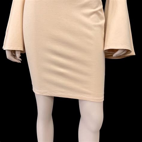 Venus Womens Nude Mock Long Flare Sleeve Bodycon Dres… Gem