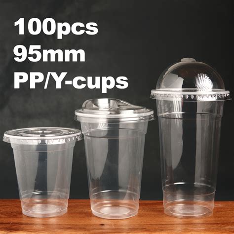 [100pcs] 95mm Plastic Pp Y Cup 12oz 16oz 22oz With Or Without Lid