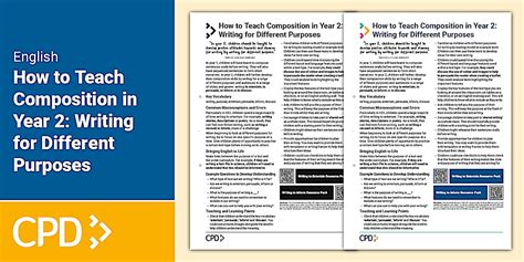 How To Teach Composition In Year 2 Writing For Different Purposes