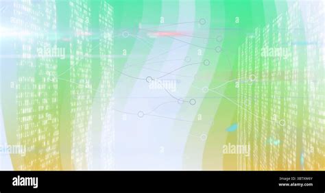Network Diagram Showing Nodes And Lines In Data Interface With Binary