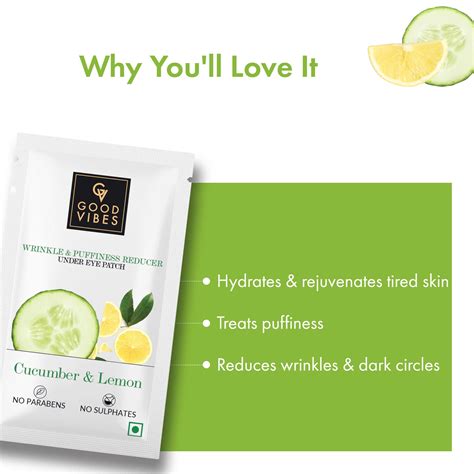 Cucumber And Lemon Wrinkle And Puffiness Reduction Under Eye Patch Good Vibes