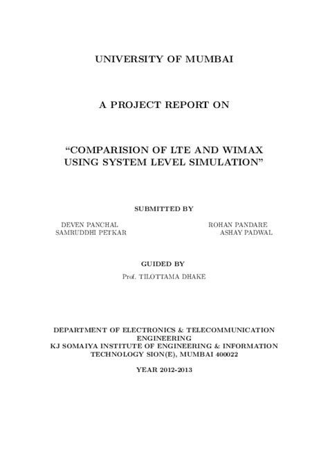 Pdf Implementation And Results Of Comparison Of Lte And Wimax Based On System Level Simulation