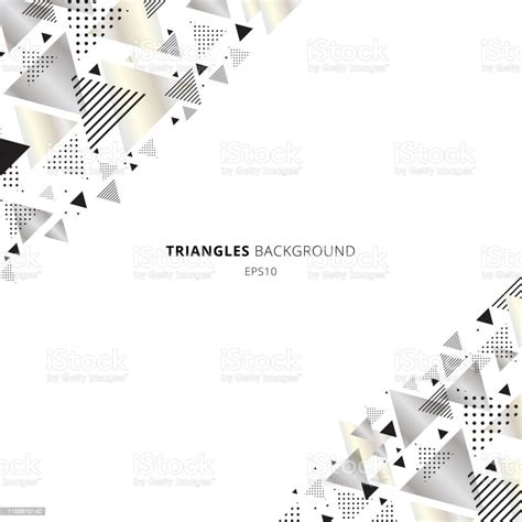 추상적인 요소 기하학적 삼각형 골드 텍스트에 대 한 공간을 가진 흰색 배경에 실버 색상 럭셔리 새로운 복고 스타일의 동적 패턴 구성 헤더 초대장 배너 웹 웨딩 카드 포스터