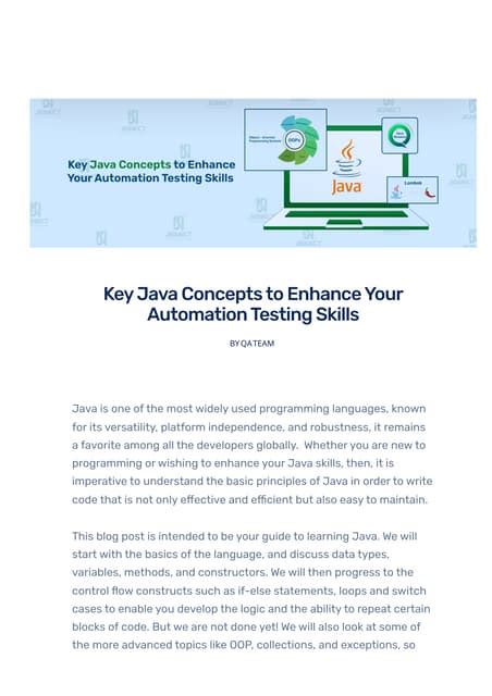 Keyjavaconcepts To Enhanceyour Automationtesting Skills Pdf