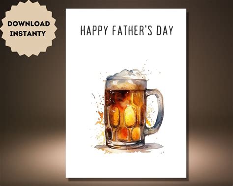 Beer Fathers Day Card From Daughter Son Printable Card For Dad Cute Greeting Card For Daddy