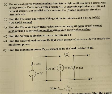 Solved A Use Series Of Source Transformations From Left Chegg Com