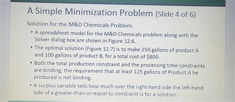 solved a simple minimization problem slide 4 of 6 solution for