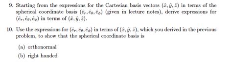 solved starting from the expressions for the cartesian basis