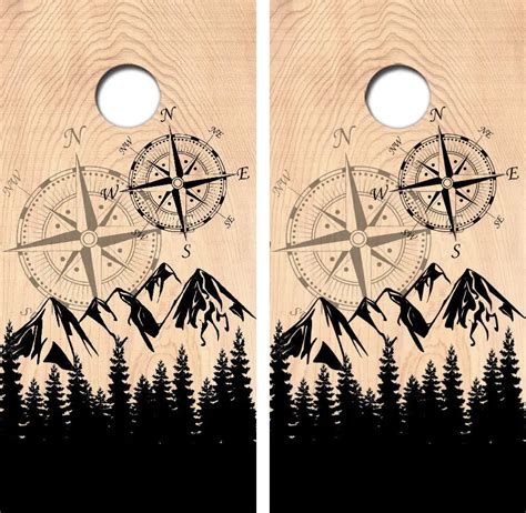 Hiking Camping Compass Cornhole Wrap Decal Free Laminate Kt