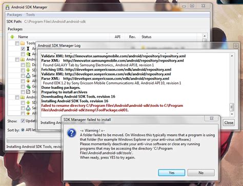 Updating Android Sdk A Folder Failed To Be Moved Stack Overflow