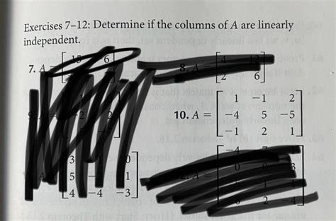 solved exercises 7 12 determine if the columns of a are