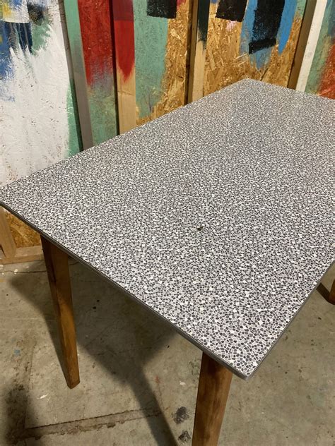 Formica Topped Table Blue Ticking