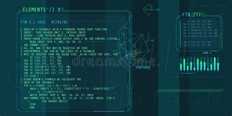 hud interface elements with part of the code assembly stock vector