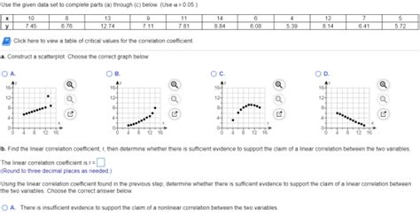 Use The Given Data Set To Complete Parts A Through C Below Use A