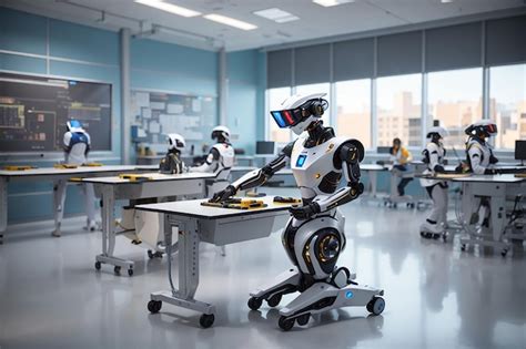 Premium Ai Image Futuristic Classroom Robotics Building Future