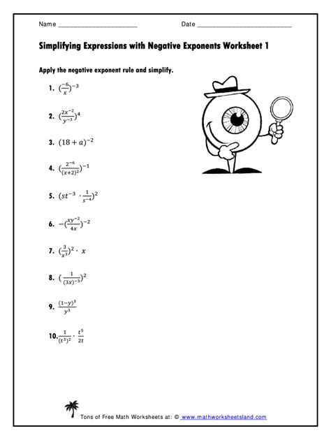 Simplifying Expressions With Negative Exponents Worksheet Pdf Fill Online Printable Fillable