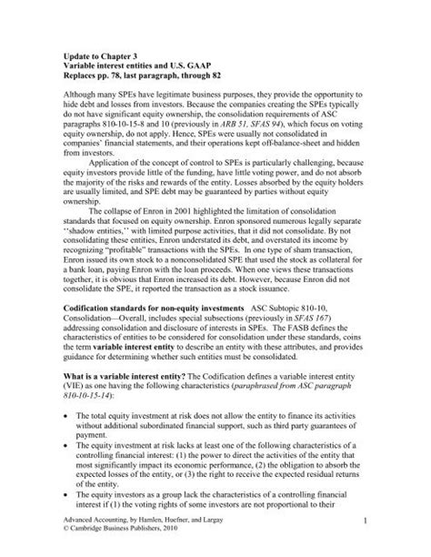 Update To Chapter Variable Interest Entities And Cambridge