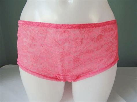 Vintage Knickers Panties 1960s Bikini Bright Pink Lace Nylon Ladies