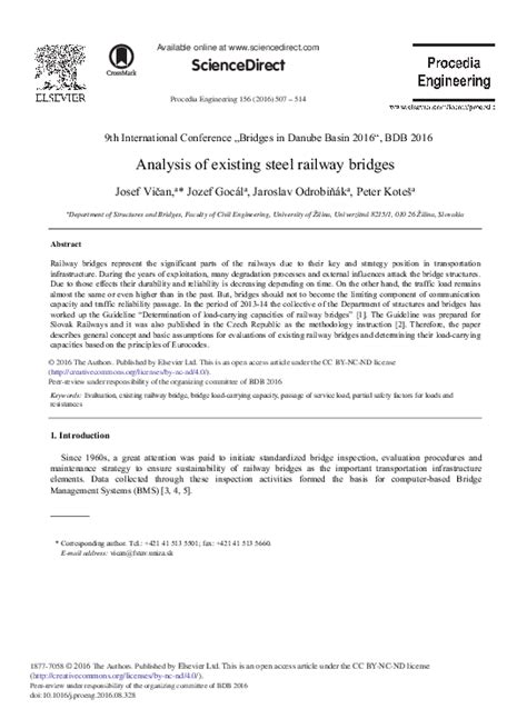 Pdf Analysis Of Existing Steel Railway Bridges