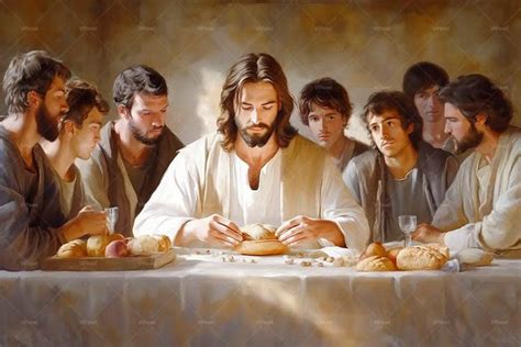 Sacred Moment Jesus And Disciples Breaking Of Bread Png 300 Dpi
