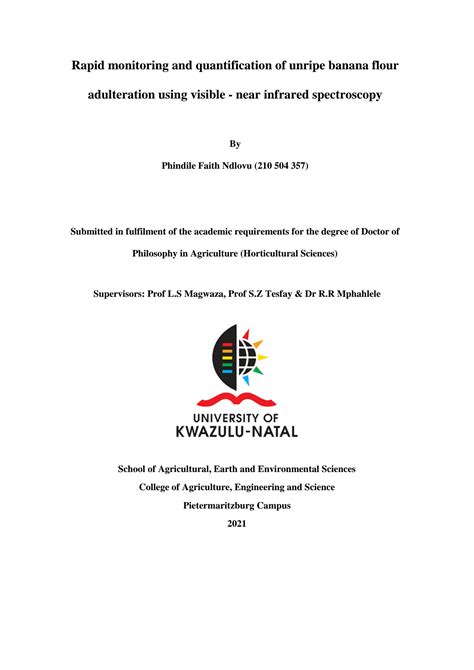 Solution Rapid Monitoring And Quantification Of Unripe Banana Flour