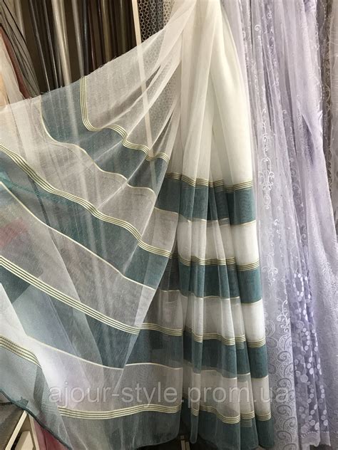 Гардина тюль Льон з бірюзовою смужкою Id 978232171 цена 250 ₴ купить на Prom Ua