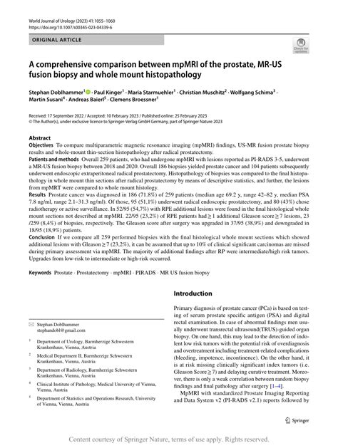 A Comprehensive Comparison Between Mpmri Of The Prostate Mr Us Fusion