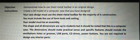 Solved Objective Demonstrate How To Use Sheet Metal Toolbar