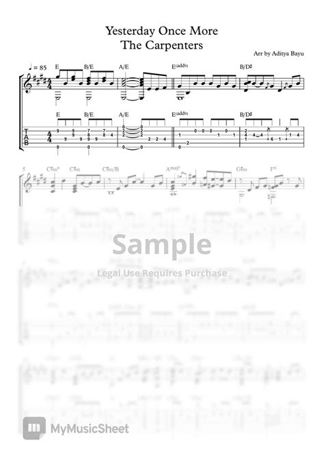 The Carpenters Yesterday Once More 楽譜 By Aditya Bayu
