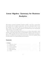 Linear Algebra Summary Pdf Linear Algebra Summary For Business Analytics This Reference