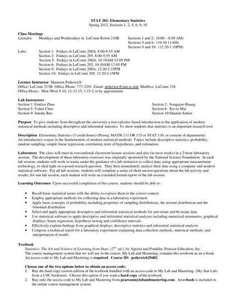 Stat 201 Department Of Statistics