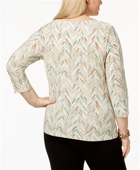 Jm Collection Plus Size Jacquard Printed Top Created For Macys Macys