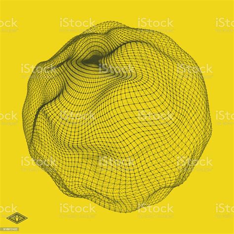 선 및 점 와이어 프레임 개체입니다 추상적인 3d 연결 구조입니다 기술 스타일입니다 구에 대한 스톡 벡터 아트 및 기타 이미지 구 노랑 데이터 Istock