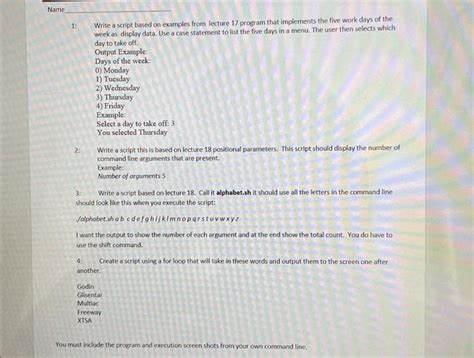 Solved 1 Write A Script Based On Examples From Lecture 17 Chegg Com