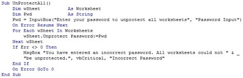 Protect Unprotect Multiple Worksheets