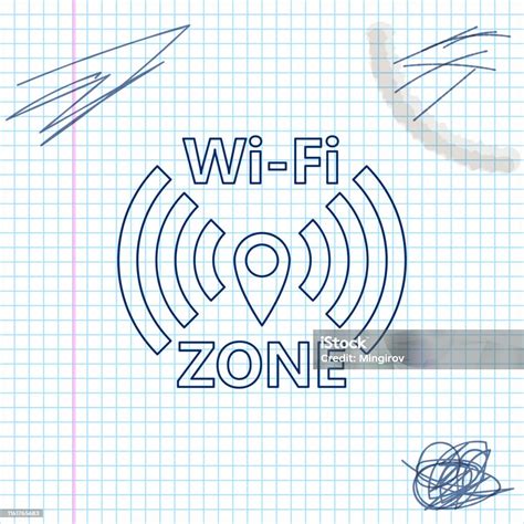 Wifi Draadloos Internet Netwerk Symbool Lijn Schets Pictogram Geïsoleerd Op Witte Achtergrond