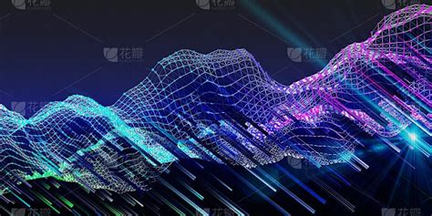 大数据。摘要基于网格数据和亮线的背景分析算法。人工智能的商业概念。分析概念旗帜。量子虚拟加密。素材 花瓣网