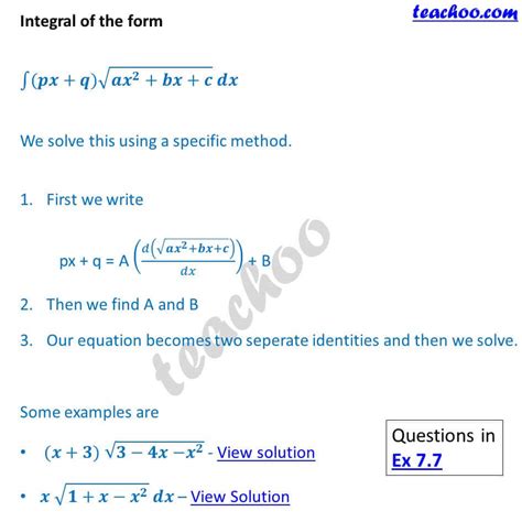Integration Formulas For Class 12 Ncert Solutions For Class 12 Maths